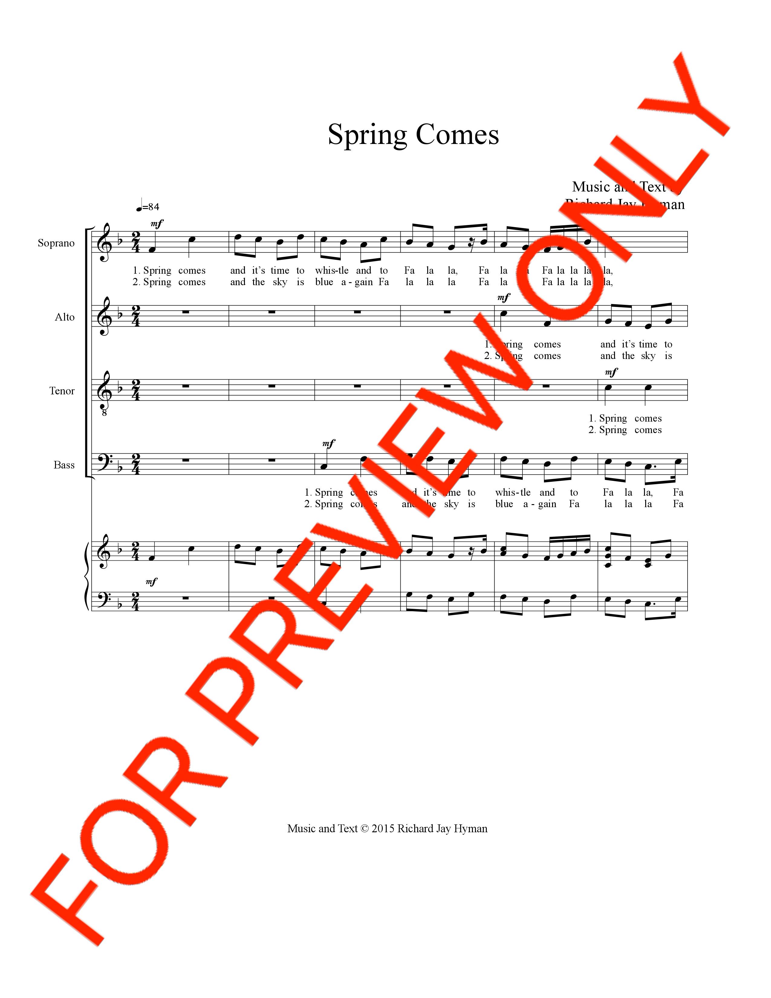 Spring Comes (SATB unaccompanied) - Richard Jay Hyman - download