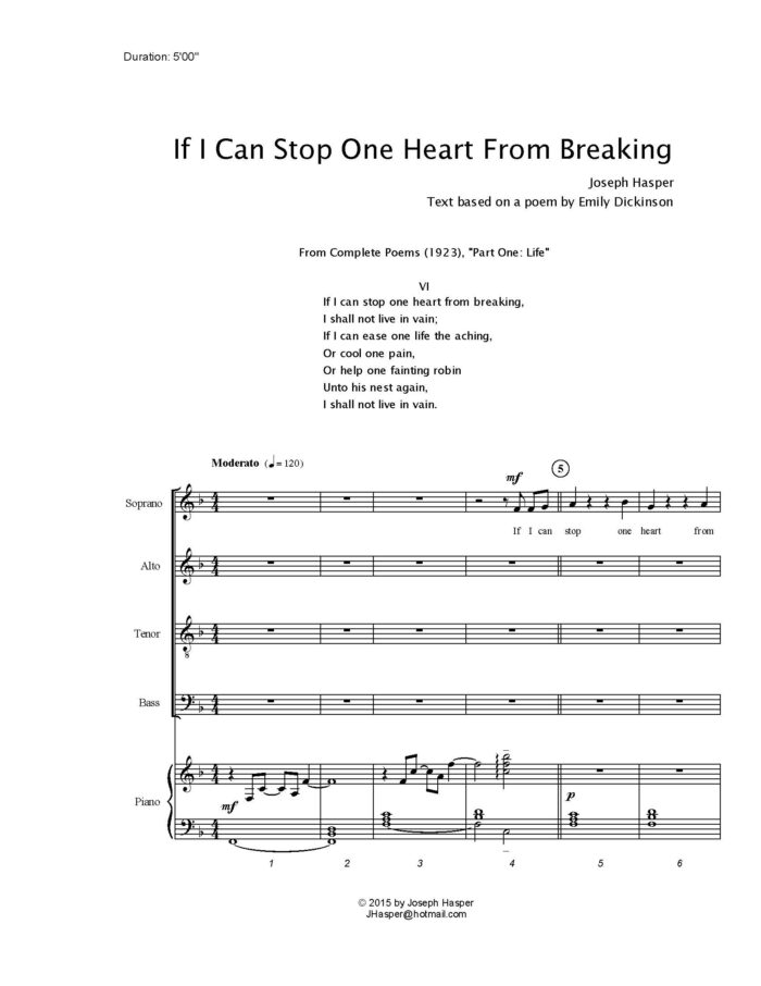 If I Can Stop One Heart From Breaking - Choral Clarity
