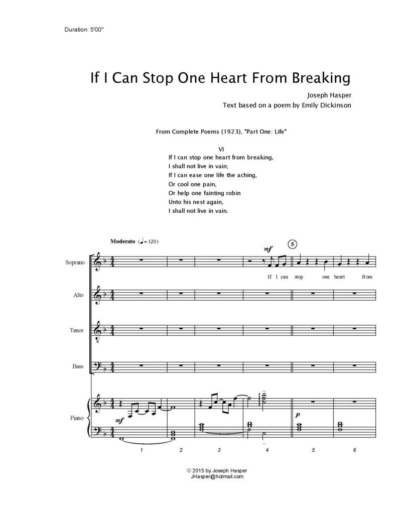 If I Can Stop One Heart From Breaking - Choral Clarity