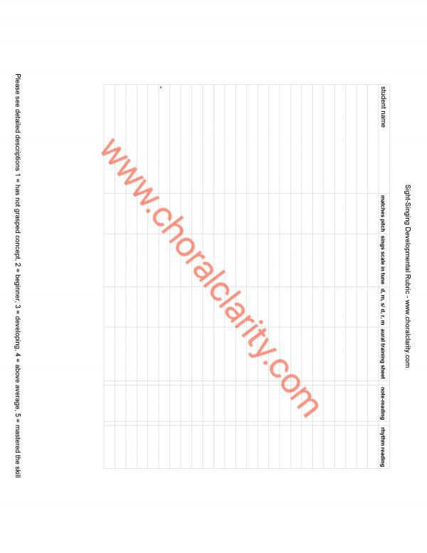 Sight-Singing Developmental Rubric - Choral Clarity