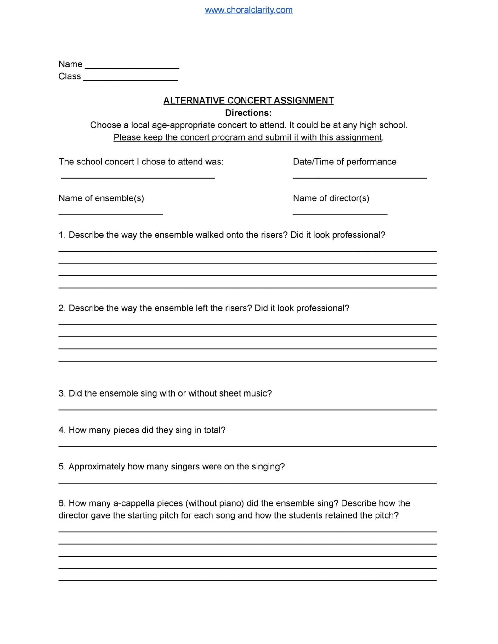 Alternative Concert Assignment - Choral Clarity