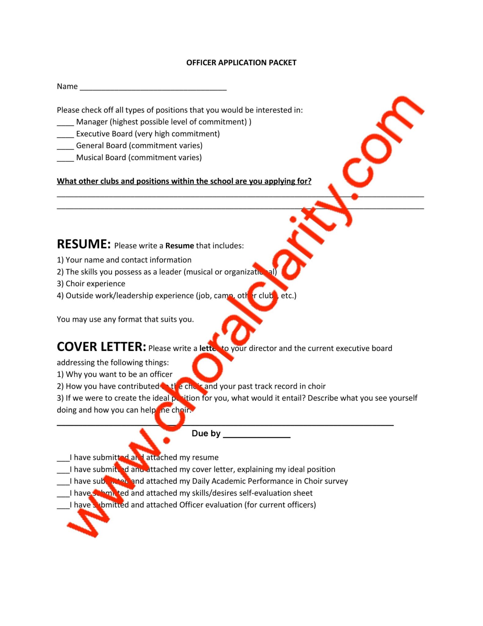 Choir Officer Application - Choral Clarity