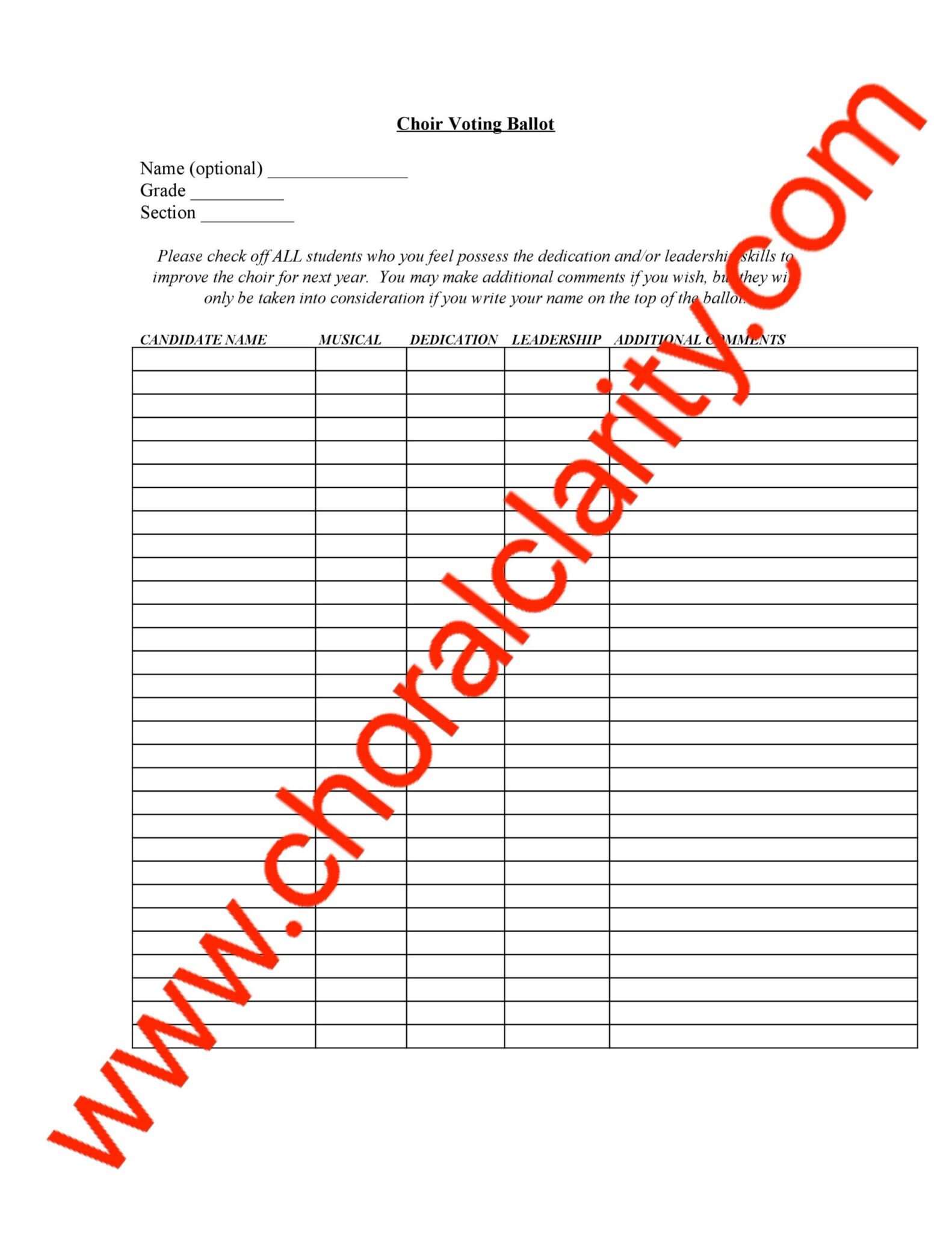 Choir Officer Application - Choral Clarity