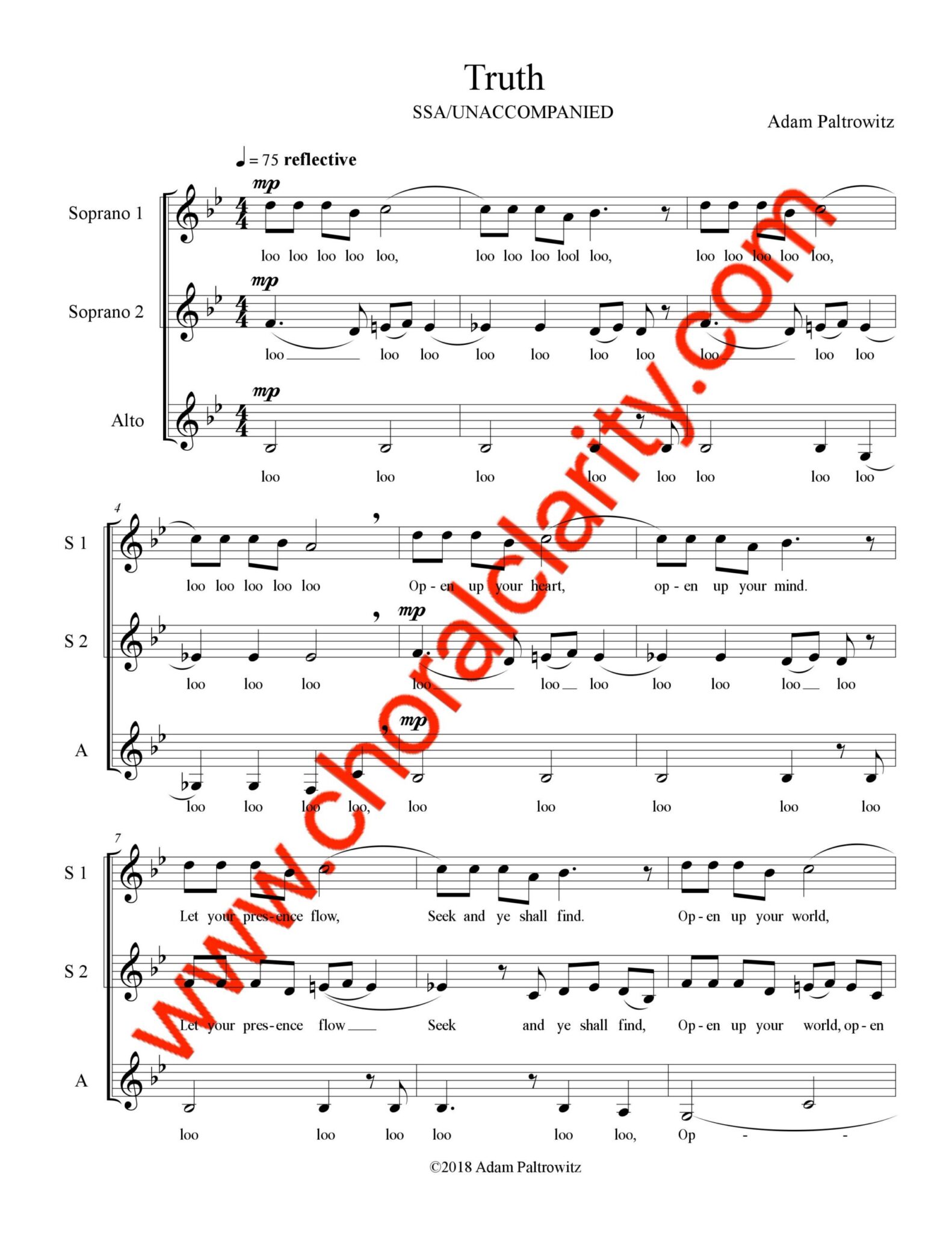 Truth (SSA) A meaningful choral piece for Treble Voices