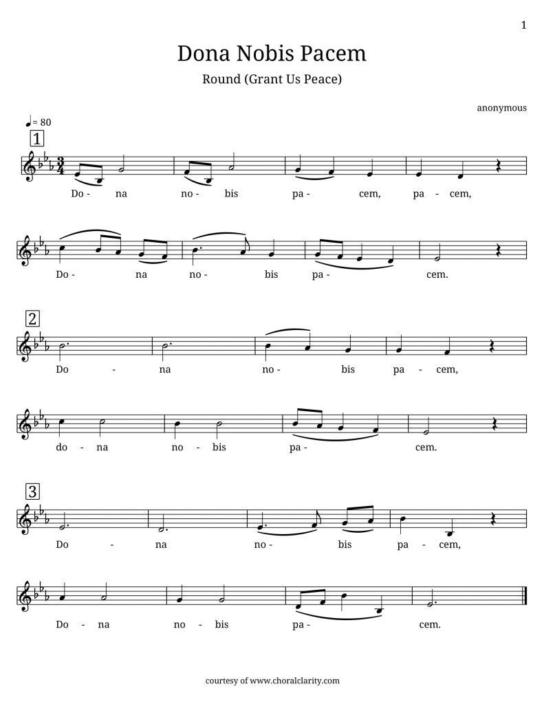 Dona Nobis Pacem 3 Part Round Choral Clarity