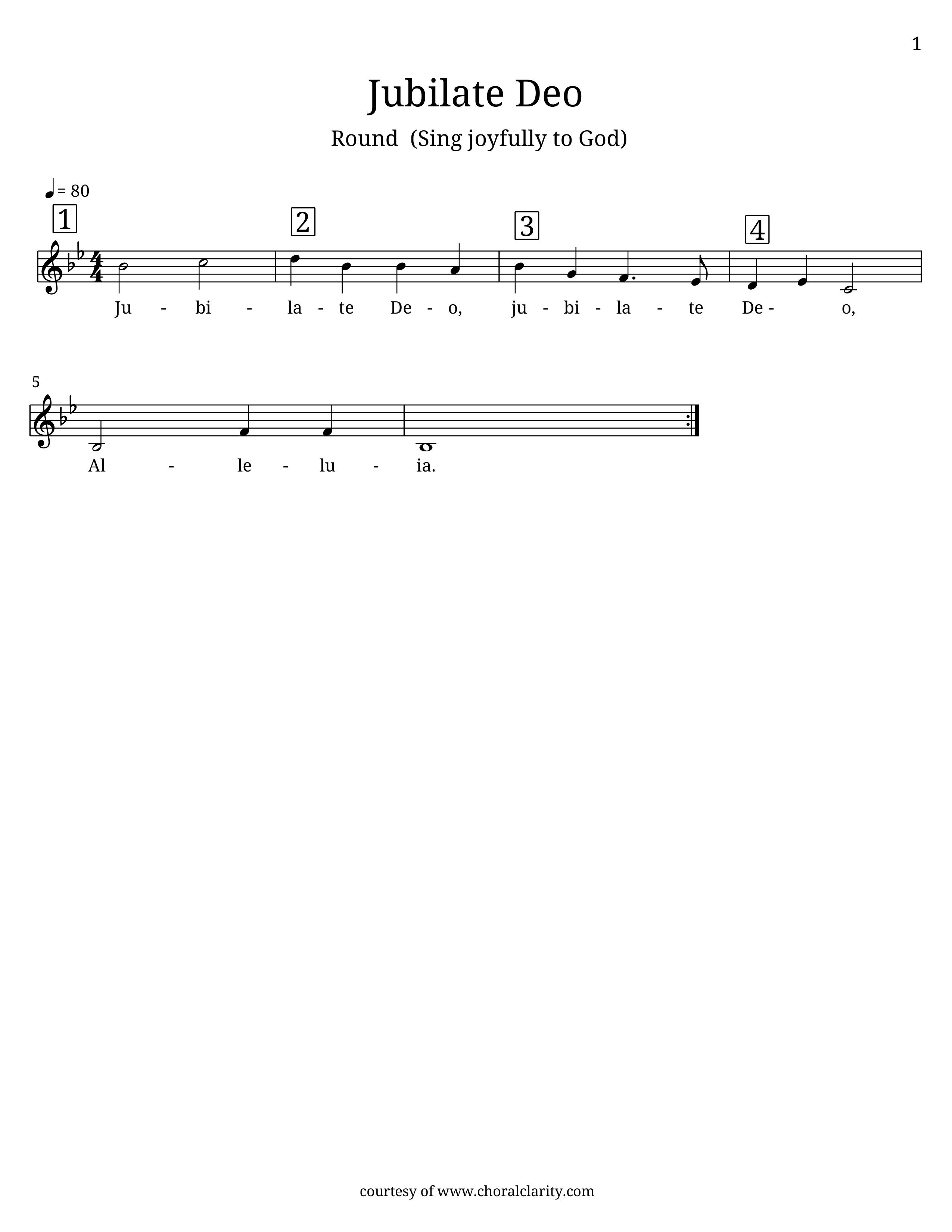 Jubilate Deo (4-part round) - Choral Clarity