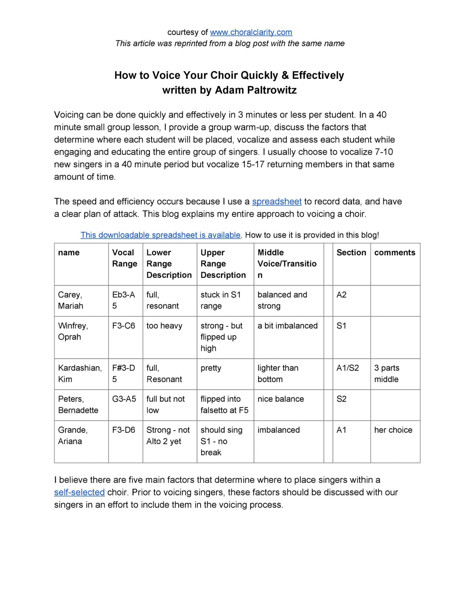 How to Voice Your Choir Quickly & Effectively - Choral Clarity