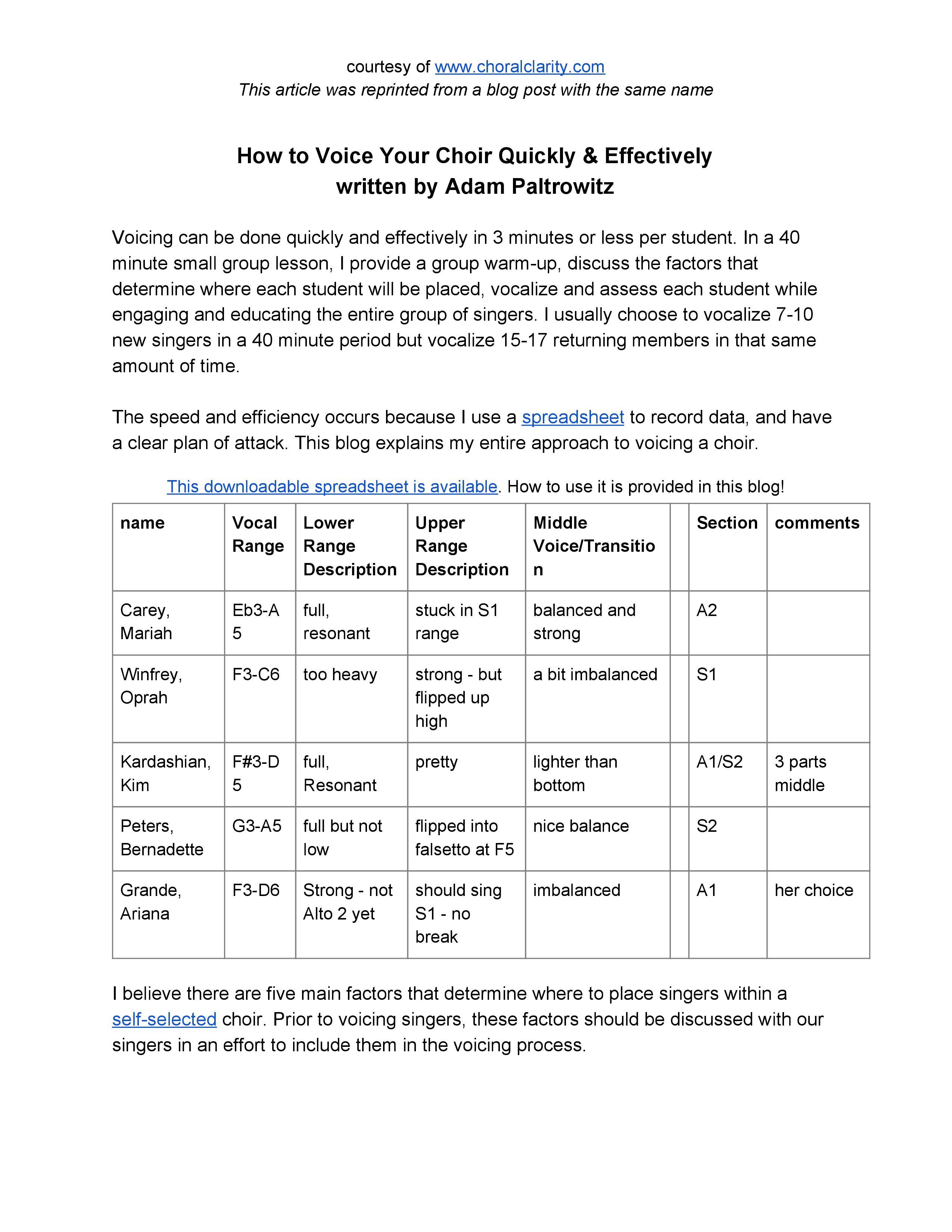 How to Voice Your Choir Quickly & Effectively - Choral Clarity