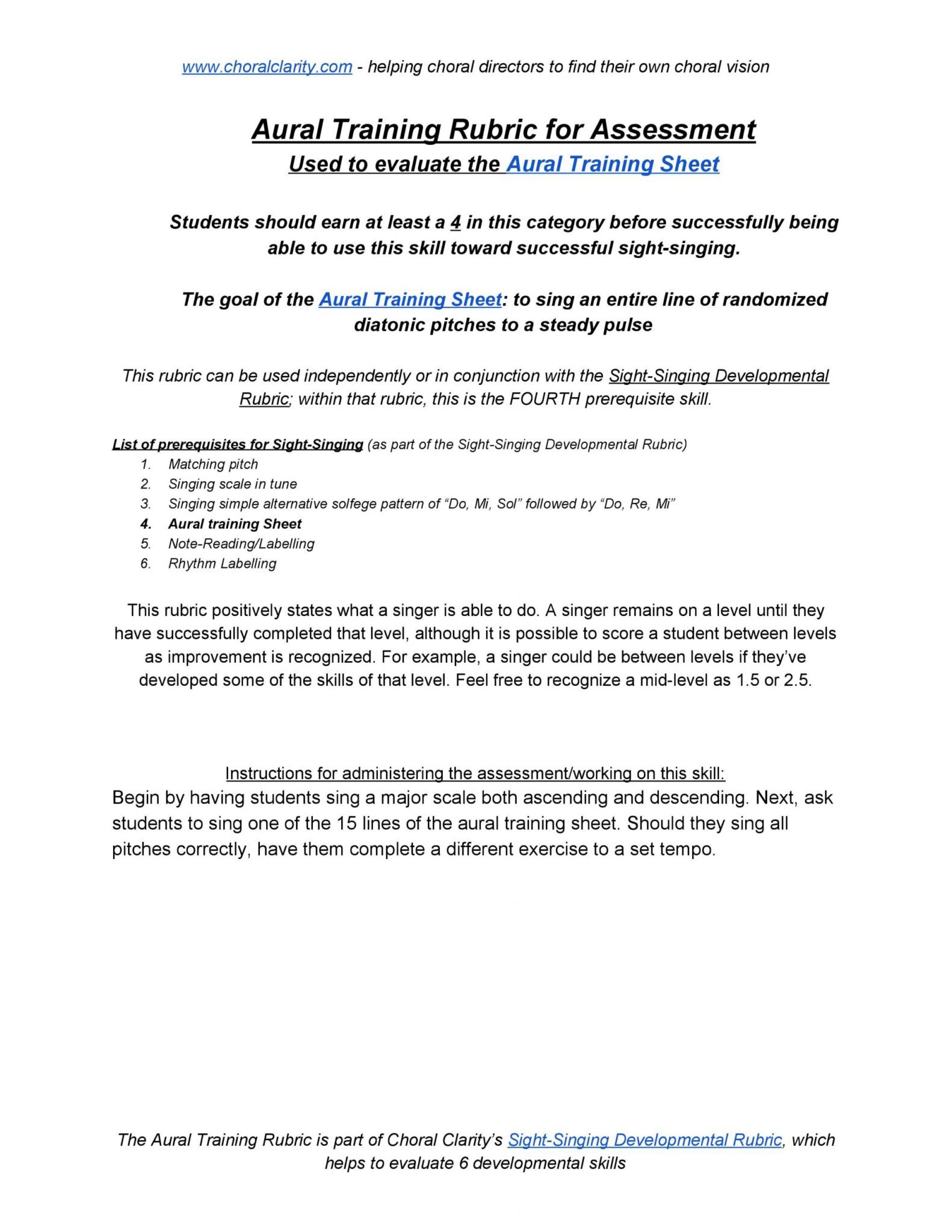 The Best Aural Training Assessment Rubric - Choral Clarity